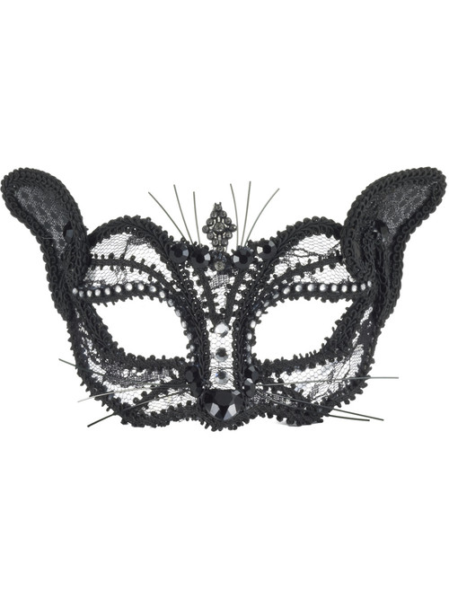 Black Lace Venetian Cat Mask