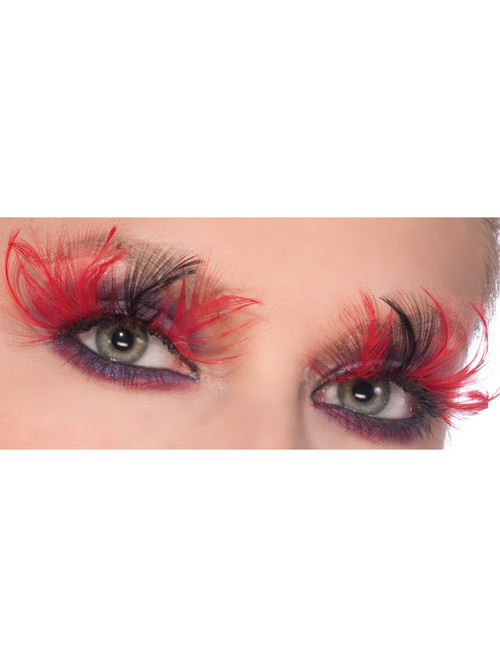 Red and Black Feather Eyelashes