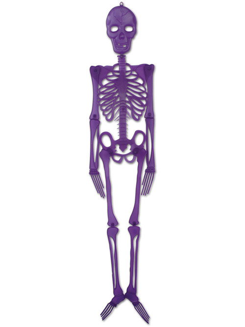 4' Purple Hanging Plastic Skeleton