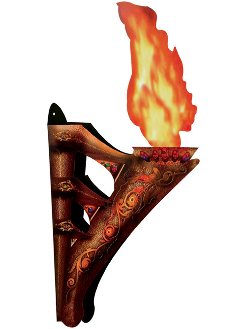 Set Of 2 3-D Wall Torches With Flame