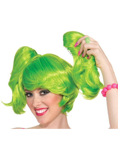 Green Wig With Detachable Ponytails