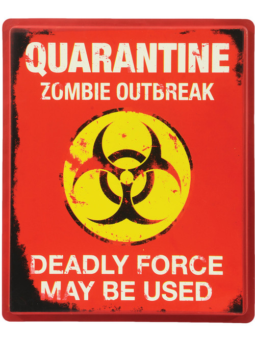 Quarantine Zombie Outbreak 19x16 Halloween Decoration Sign