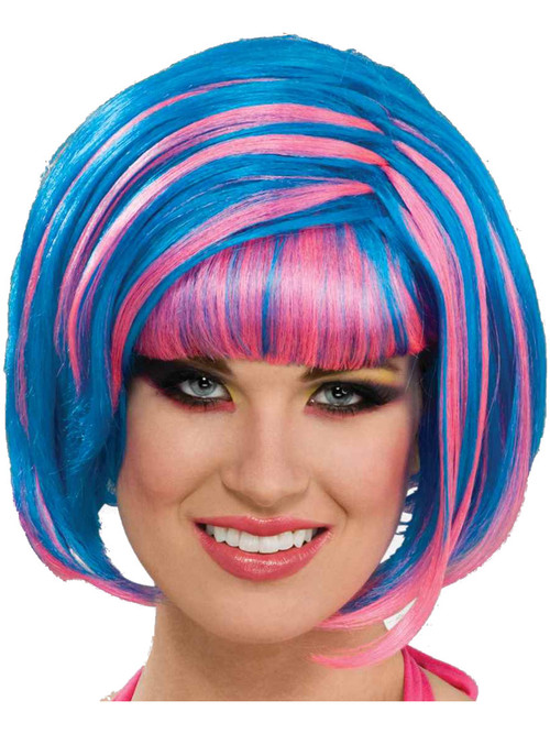 Pink and Blue Bob Wig