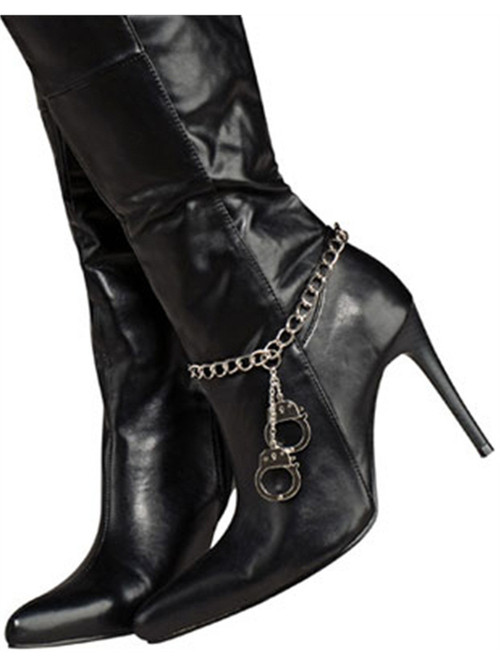 Womens Police Costume Handcuffs Boot Jewelry Chain