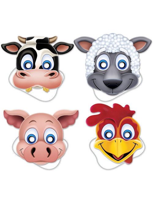 Set of 4 Farm Animal Masks