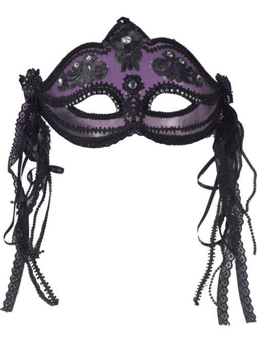Rhinestone Lace Venetian Half Eye Mask