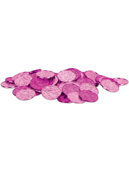 Set of 100 Play Money Pink Coins