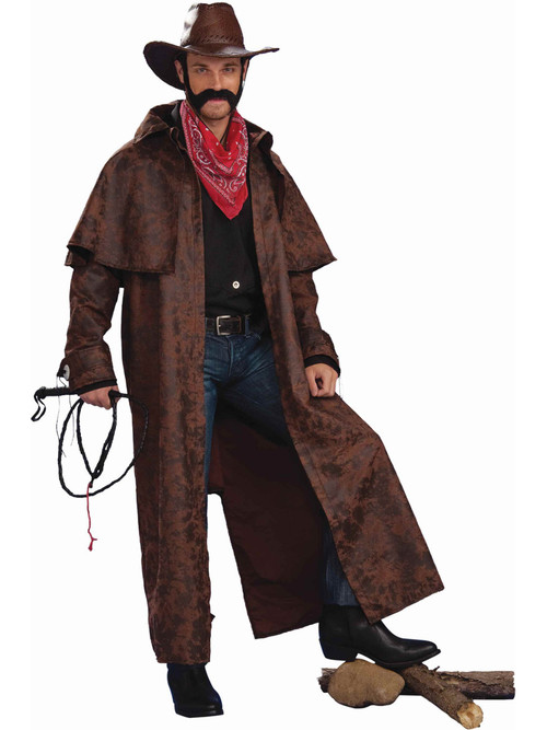 Distressed Printed Cowboy Trench Coat