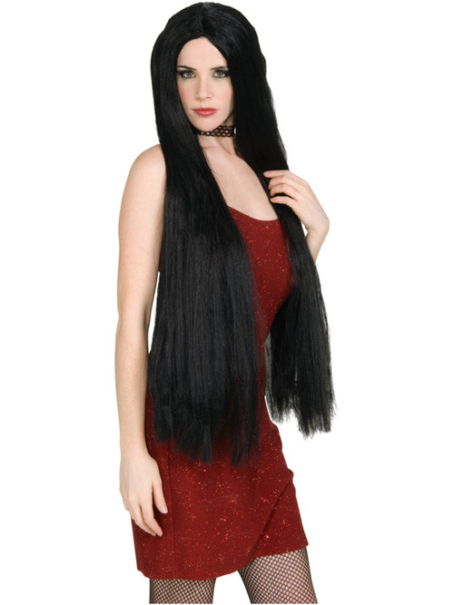 36" Long Black Witch Wig