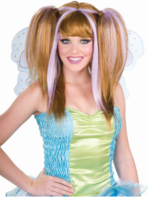 Long Purple and Brown Fairy Wig