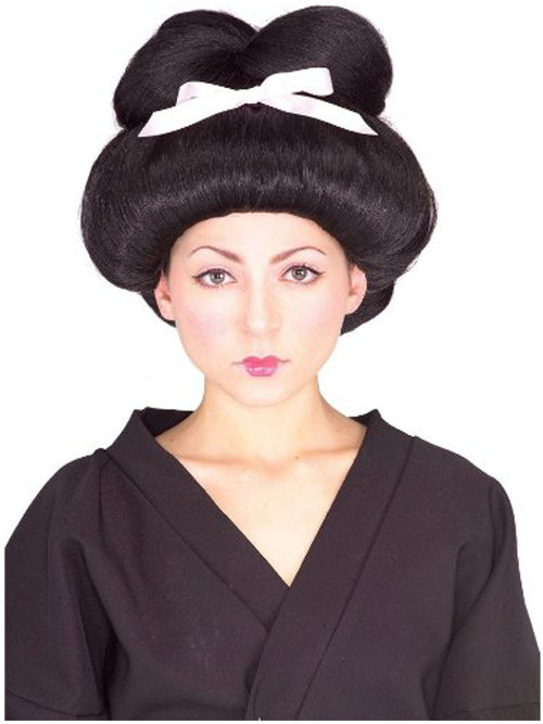 Deluxe Black Womens Geisha or Mens Samurai Sumo Wrestler Costume Wig