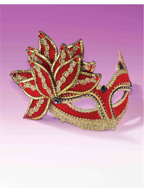 Red And Gold Lace Venetian Mask