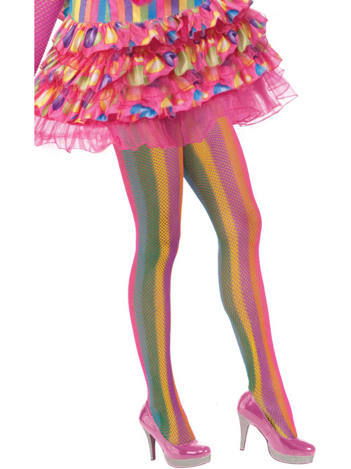 Rainbow Clown Fishnet Pantyhose