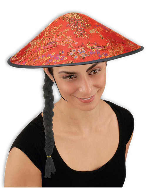 Coolie Conical Asian Hat with Braid