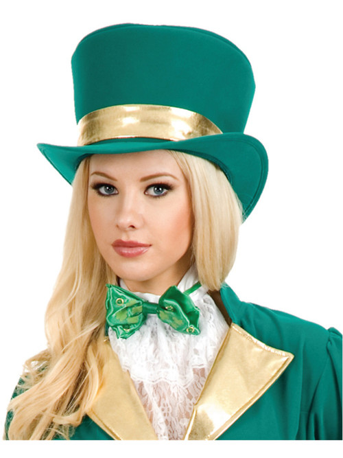 Womens Magician Showgirl Green And Gold Top Hat