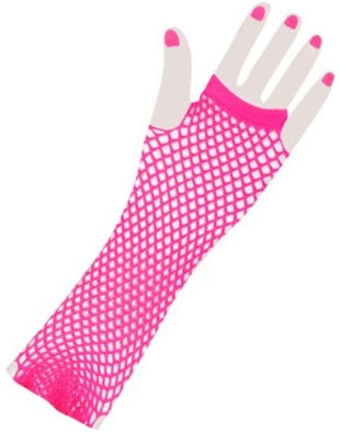 Adult's Long Neon Pink Fishnet Gloves