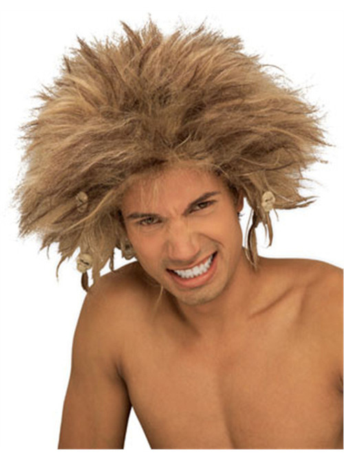 Adult Mens Brown Crazy Caveman Tarzan Barbarian Wig