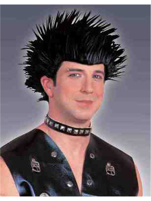 Blonde and Black Spiked Punk Two Tone Wig