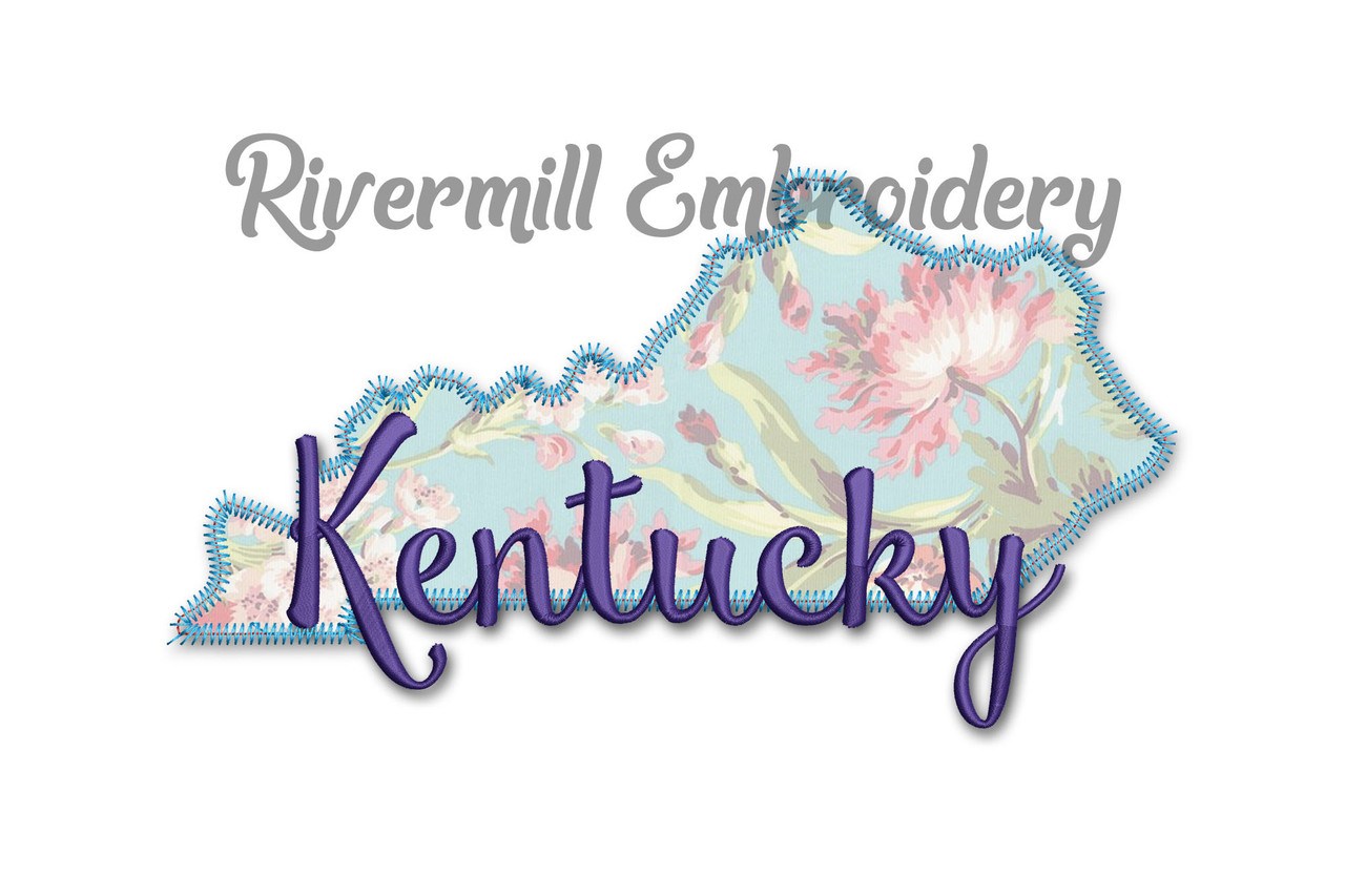 Large Raggy Applique State of Kentucky Machine Embroidery Design ...