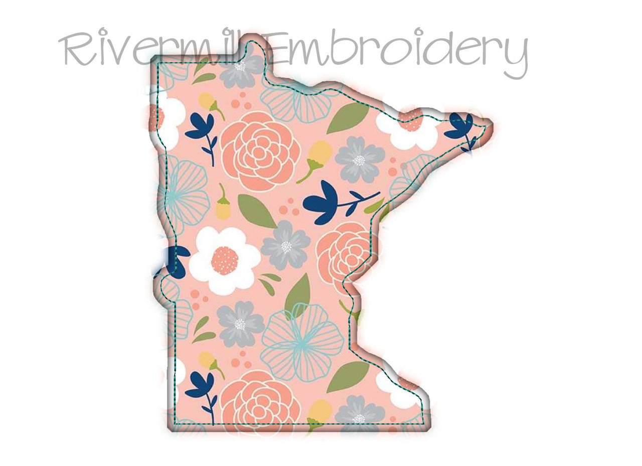Raggy Applique State of Minnesota Machine Embroidery Design - Rivermill ...
