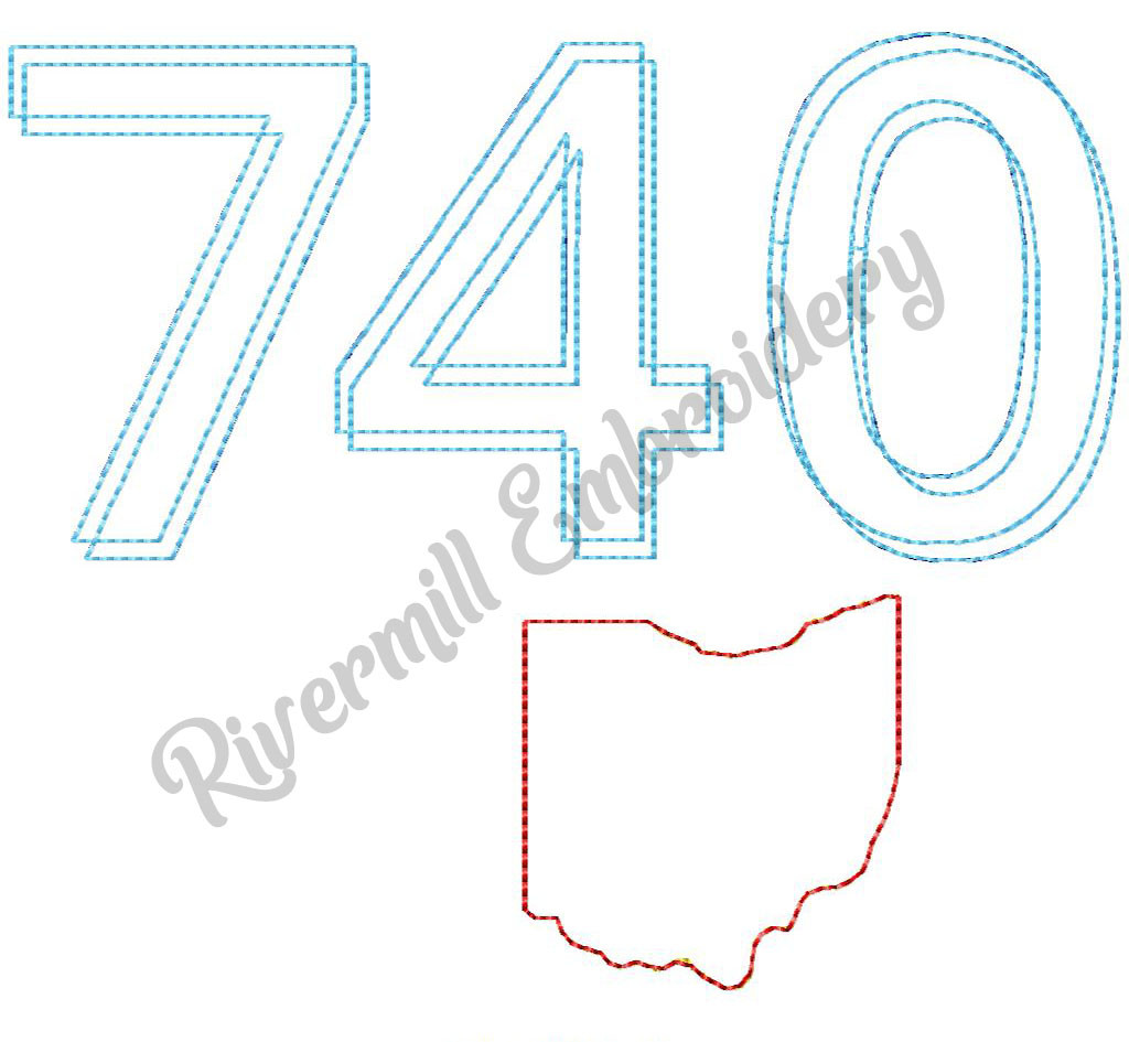Raggy Applique Ohio 740 Area Code Machine Embroidery Design - Rivermill ...