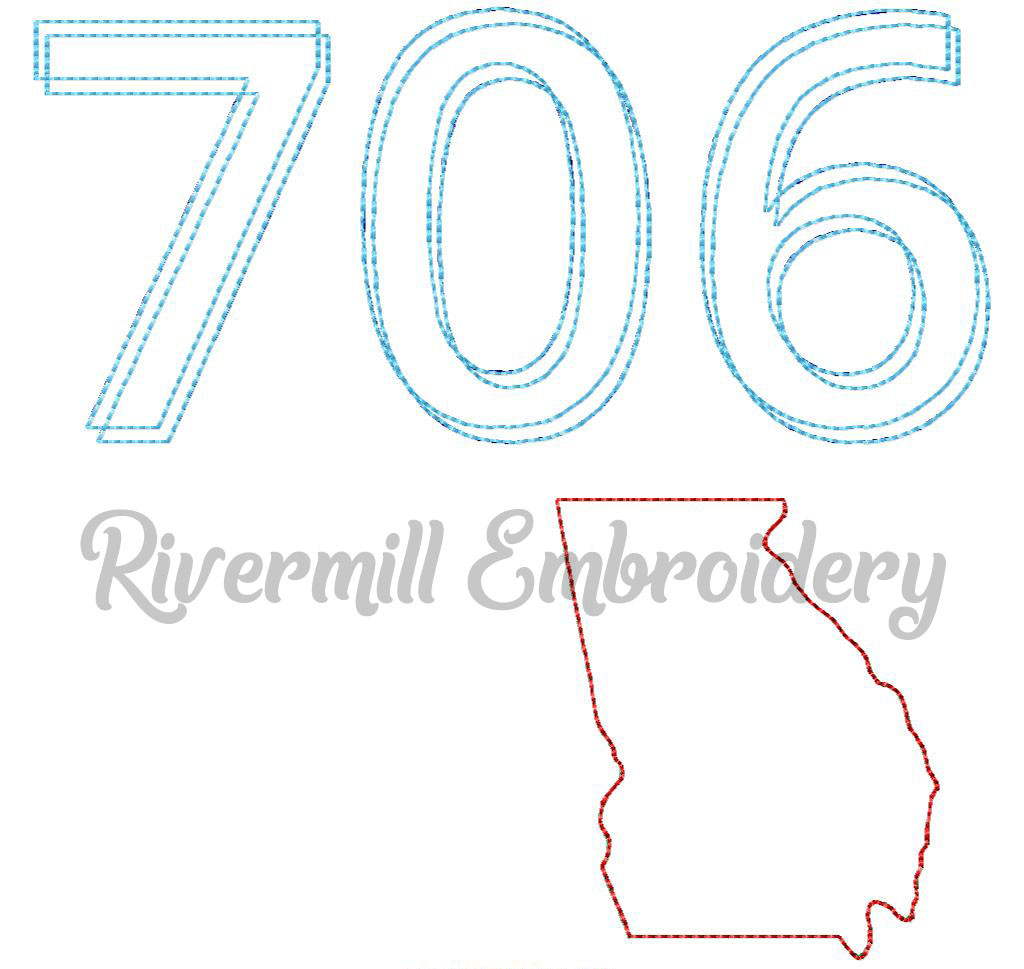 Raggy Applique Georgia 706 Area Code Machine Embroidery Design ...