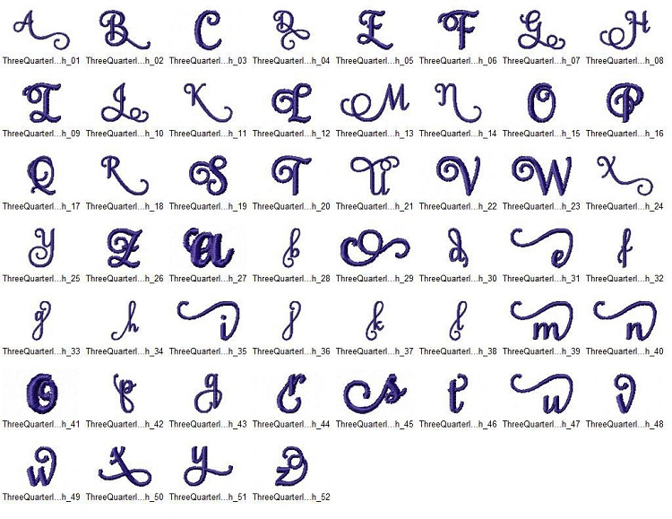 Small Samantha Script Alternate Letters (Set 3) Machine Embroidery Font ...