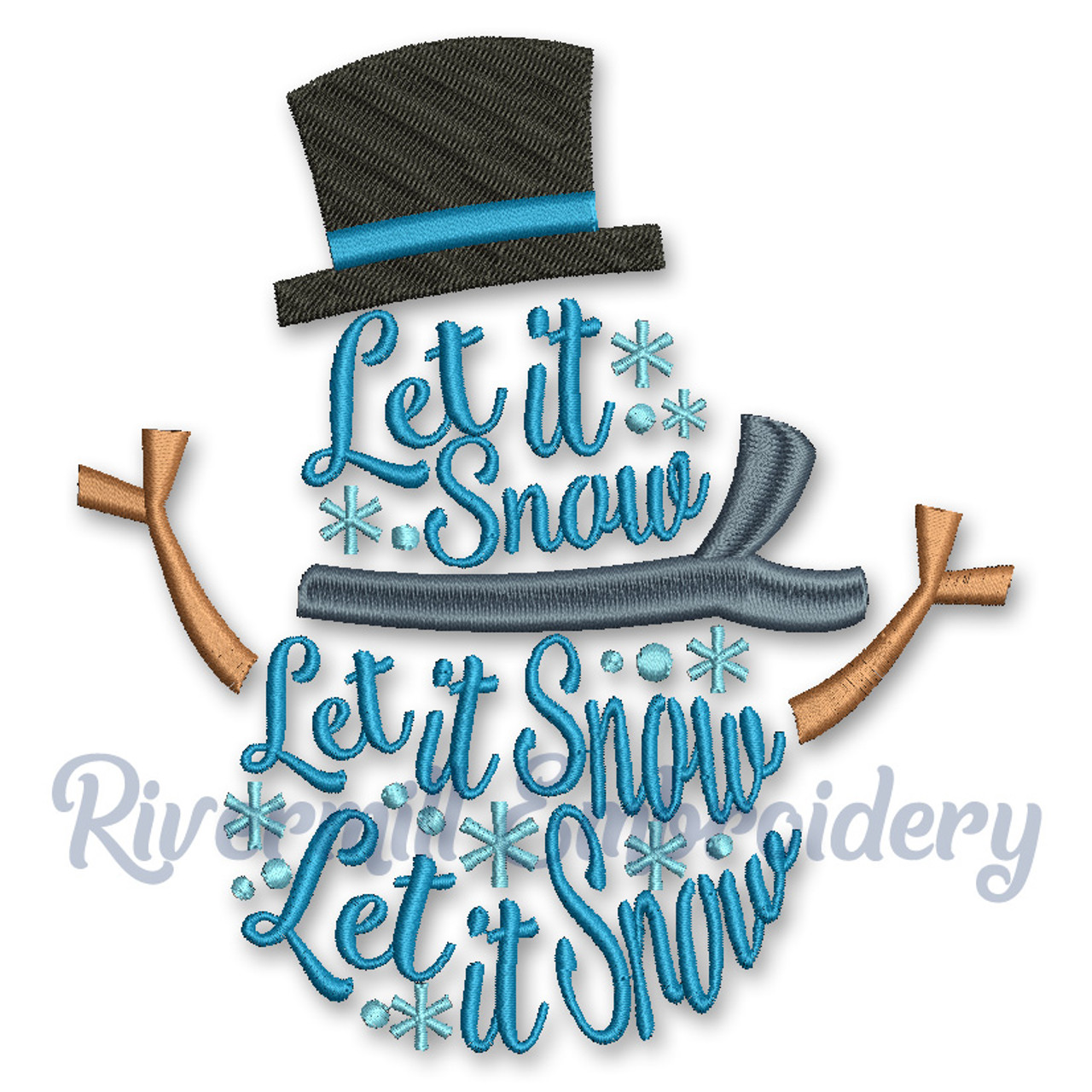 Let It Snow Snowman Machine Embroidery Design - Rivermill Embroidery
