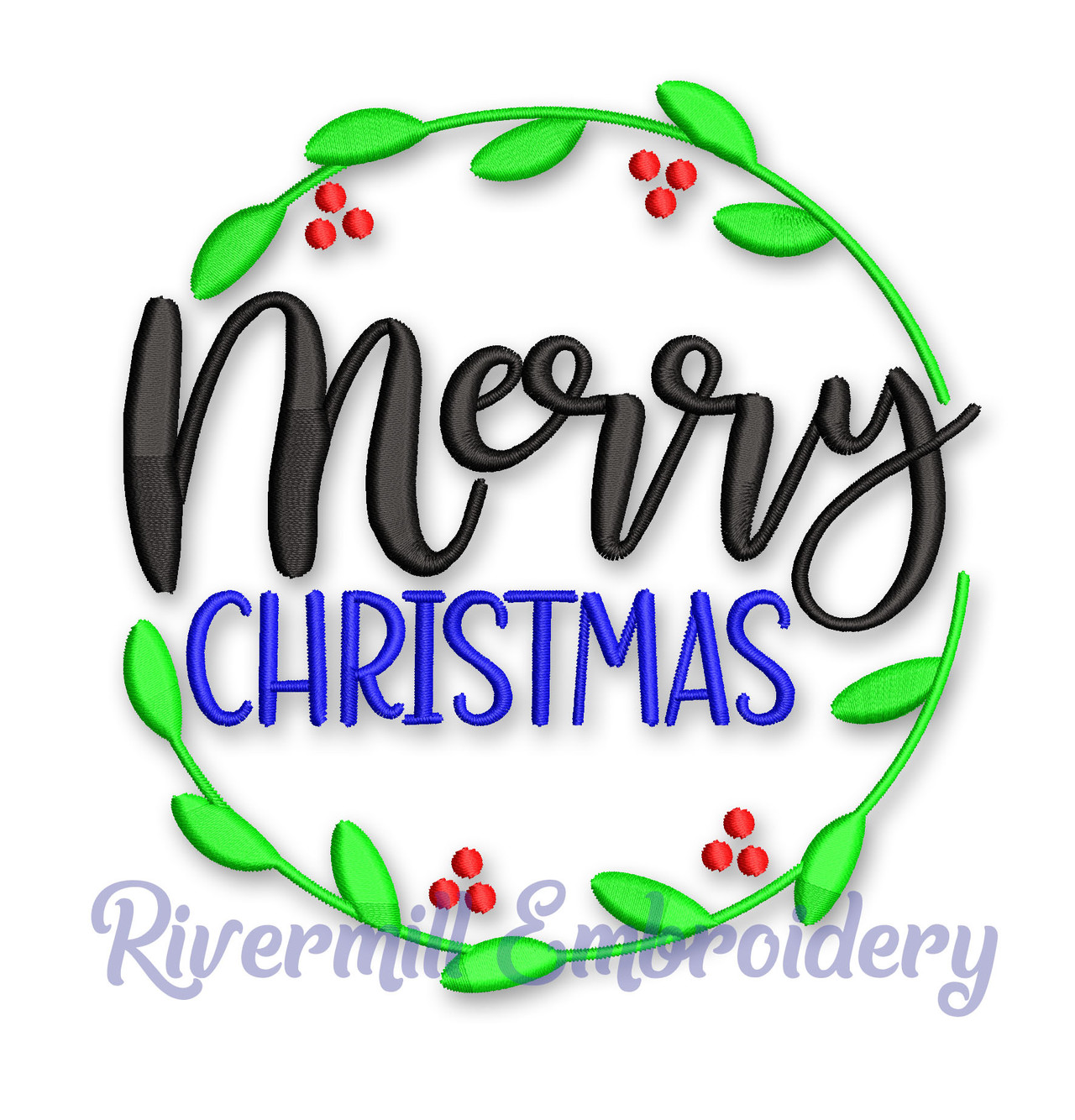 Merry Christmas Machine Embroidery Design - Rivermill Embroidery
