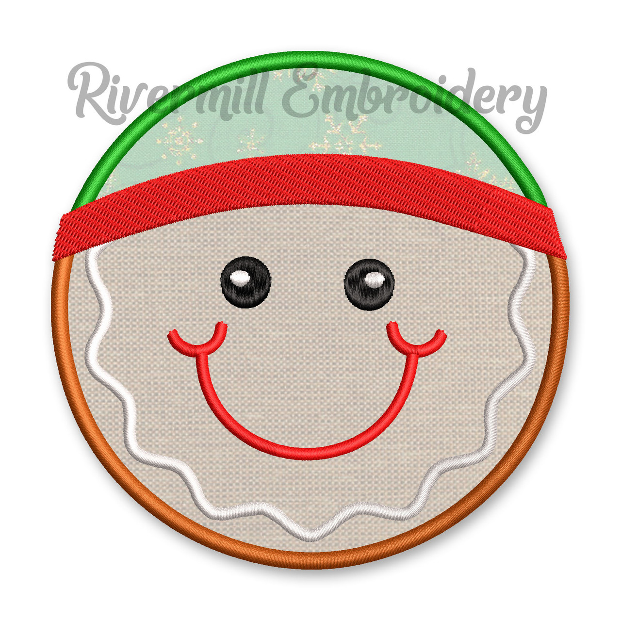 Round Mrs Claus Face Applique Machine Embroidery Design