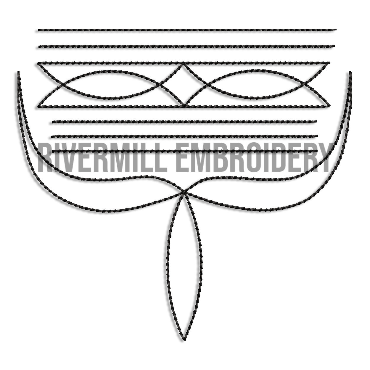 Large Western Cowboy Boot Toe Stitch Pattern Machine Embroidery Design ...