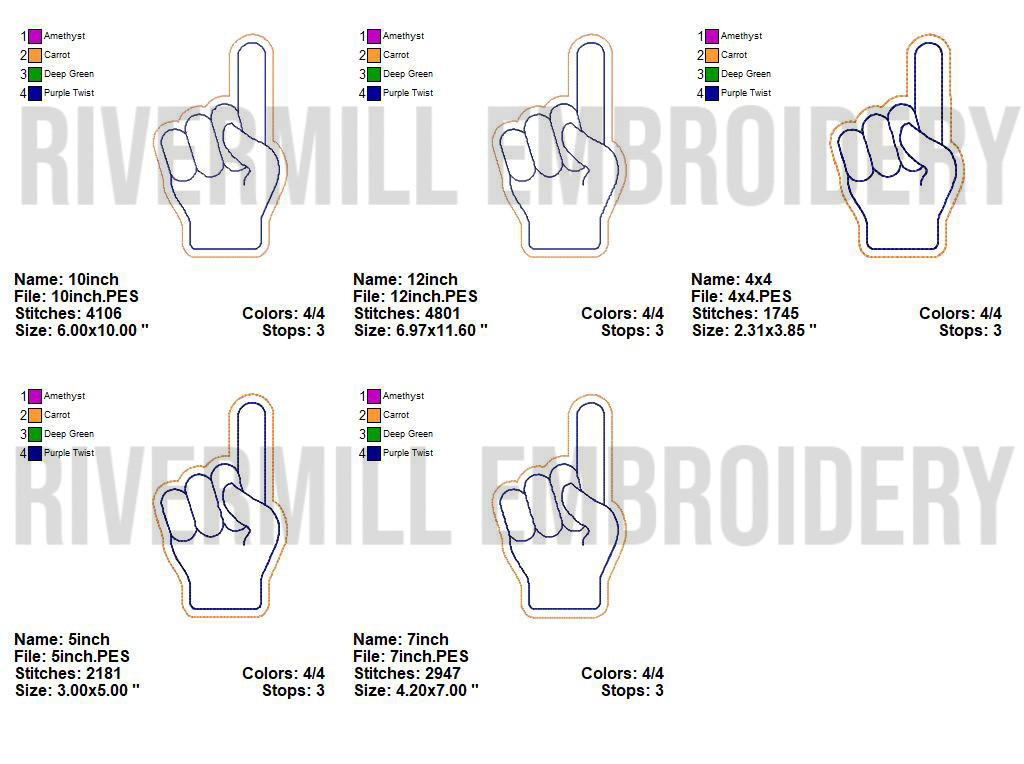 Foam Finger Number 1 Hand Bean Stitch Double Applique Machine ...