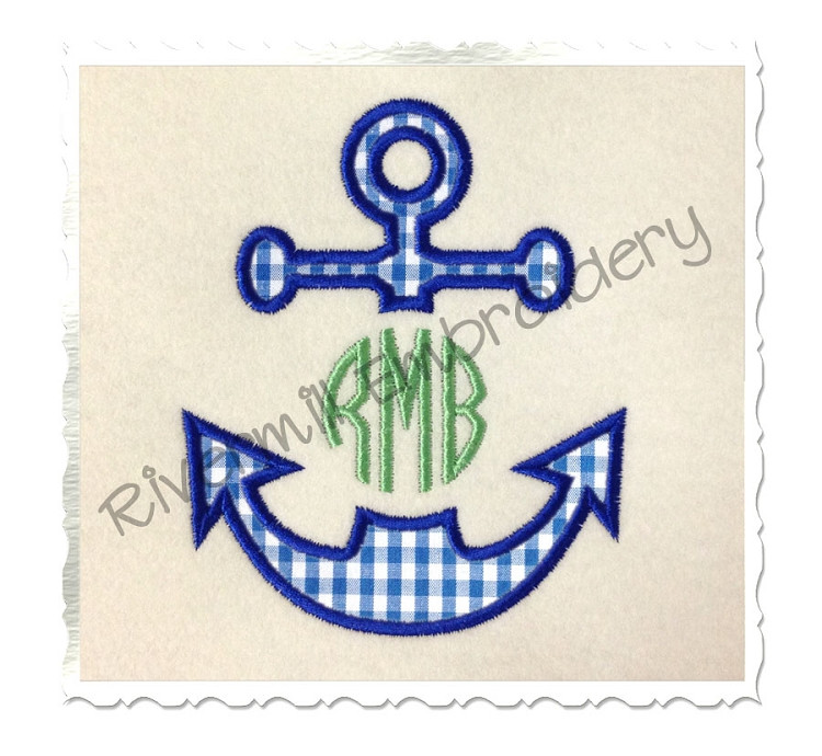 Anchor Monogram Frame Machine Embroidery Design - Rivermill Embroidery