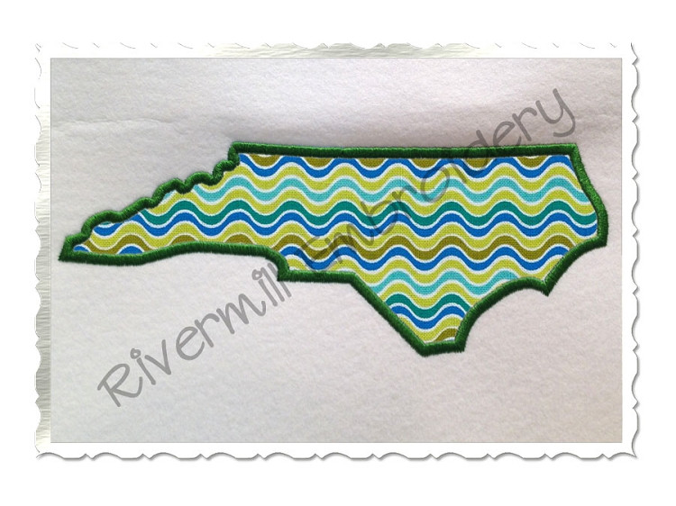 Large Applique State of North Carolina Machine Embroidery Design ...