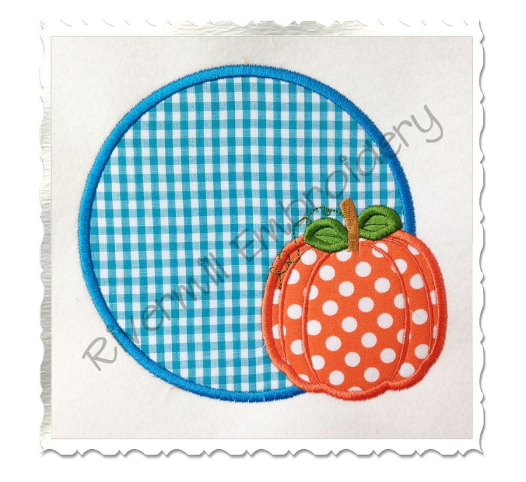 Pumpkin With Circle Frame Applique Machine Embroidery Design ...