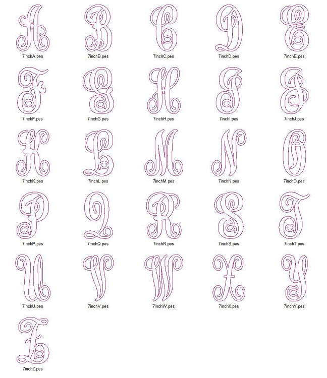 Raggy Fancy Monogram Applique Machine Embroidery Alphabet Font ...