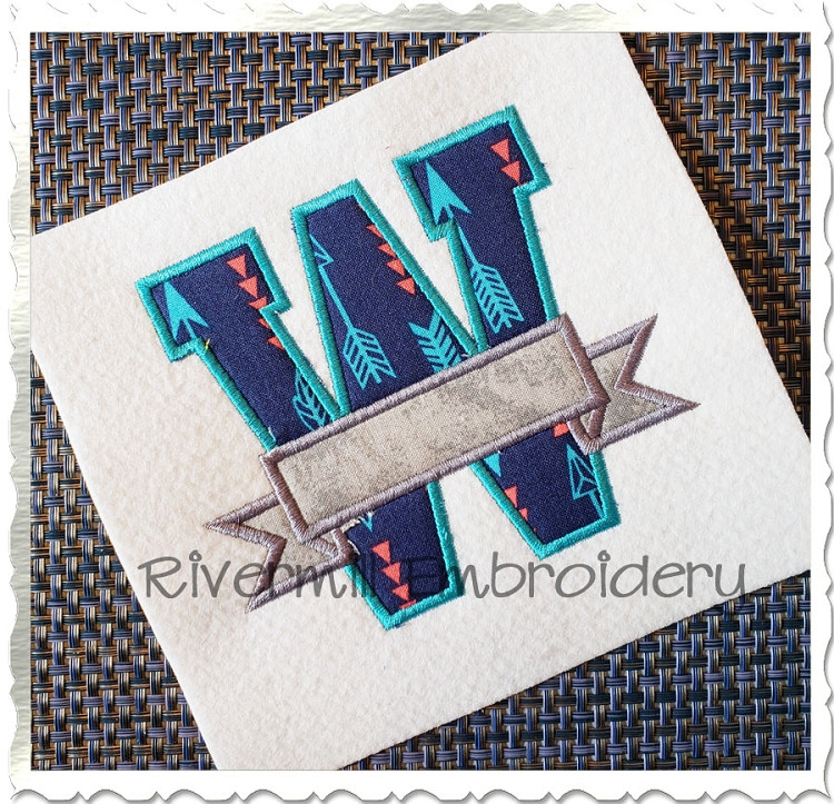 Applique Varsity Letters w/ Banner Machine Embroidery Alphabet Font ...