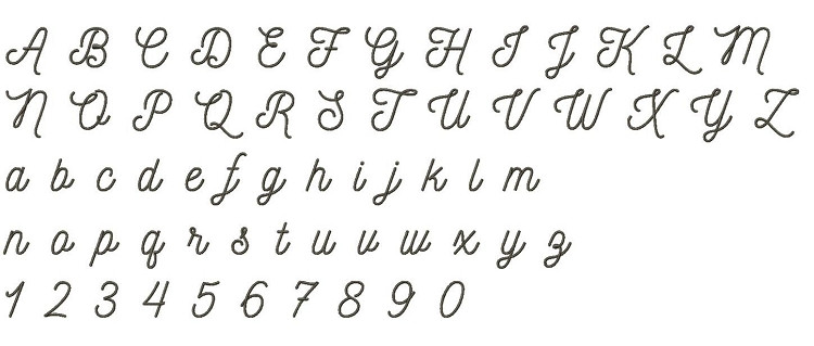 Nicky Machine Embroidery Font Alphabet - Rivermill Embroidery