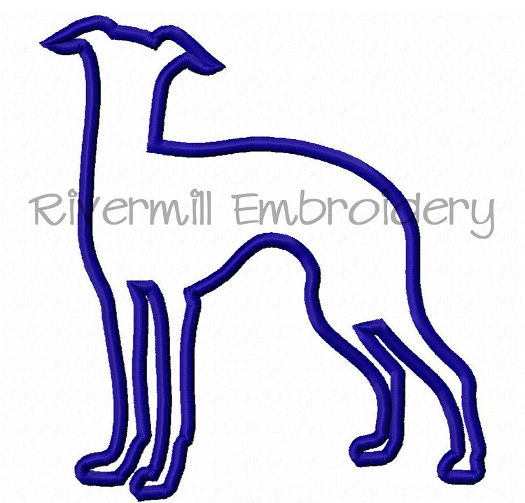 Applique Whippet Dog Silhouette Machine Embroidery Design - Rivermill ...