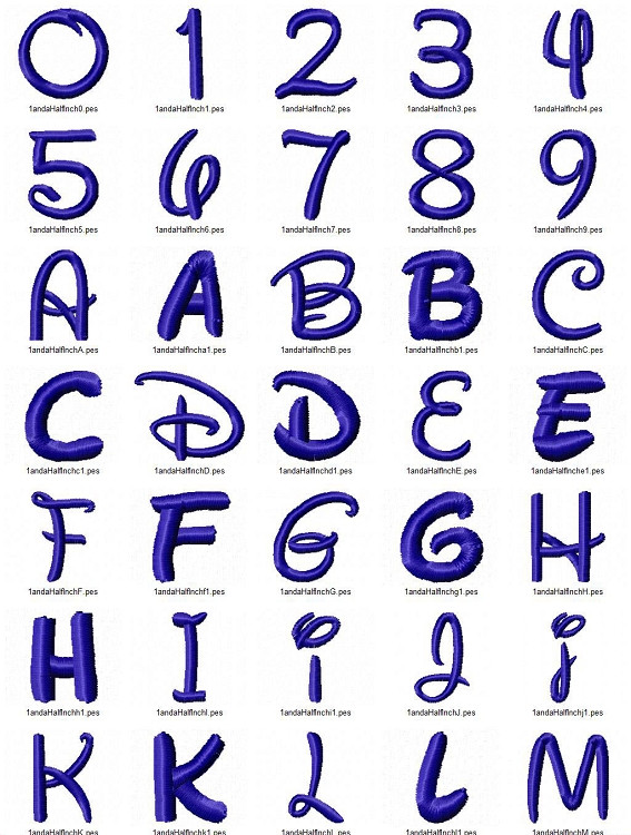 1 1/2" Inch Size ONLY Disney Machine Embroidery Font - Rivermill Embroidery