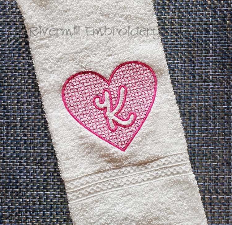 4x4 Size Heart Shaped Embossed Monogram Machine Embroidery Alphabet ...