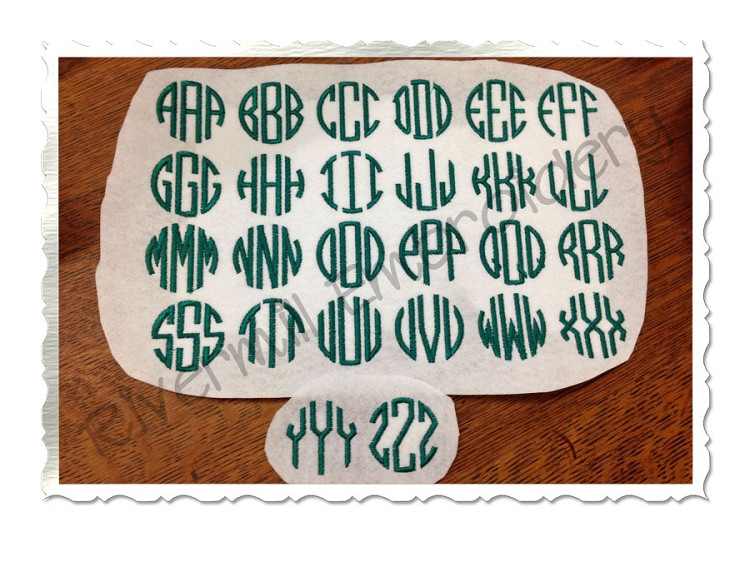 Thin Round 3 Letter Monogram Machine Embroidery Font - Rivermill Embroidery