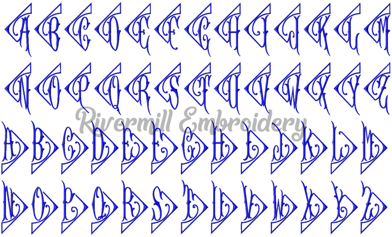 Large Antique Style Two Letter Monogram Machine Embroidery Font ...