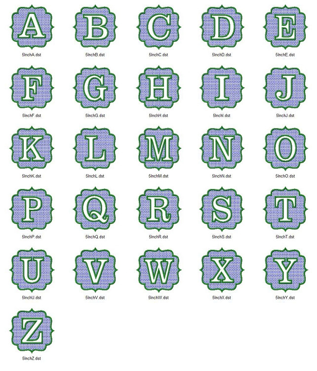 5 Inch Embossed Monogram Machine Embroidery Alphabet - Rivermill Embroidery