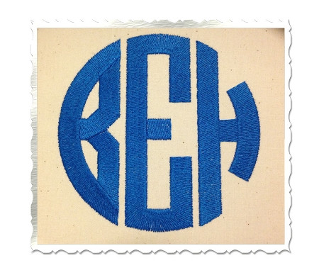 4 Inch Size ONLY Round 3 Letter Monogram Machine Embroidery Font ...
