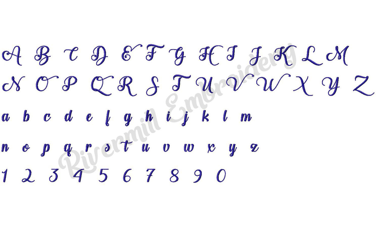 Hamilton Script Font Machine Embroidery Font Alphabet - Rivermill ...
