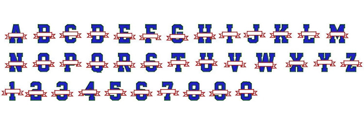 Two Color Varsity Letters w/ Banner Machine Embroidery Alphabet Font ...