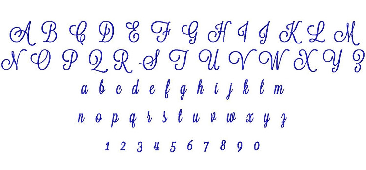 Large Anna Script Machine Embroidery Font Alphabet - Rivermill Embroidery
