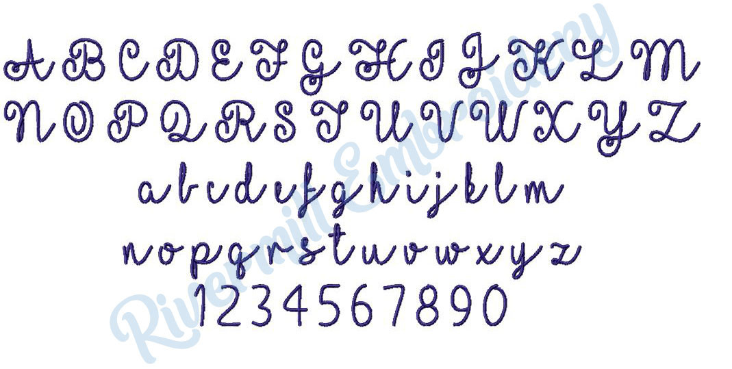 Small Heather Machine Embroidery Font Alphabet - Rivermill Embroidery