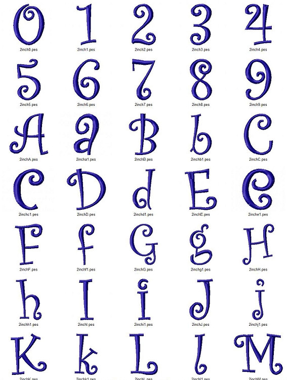 Cricut Machine Embroidery Curly Embroidery Font Curlz Font for ...